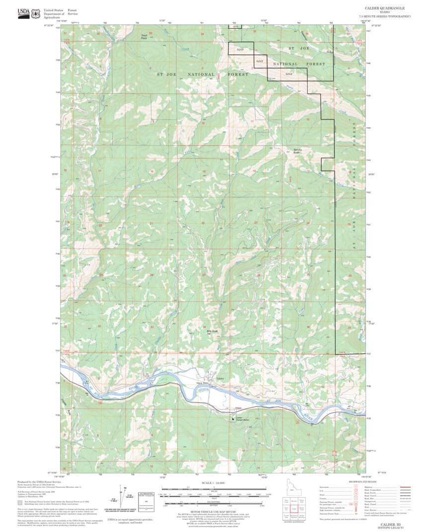 Calder, ID FSTopo Legacy Map by US Forest Service - Topo | Avenza Maps