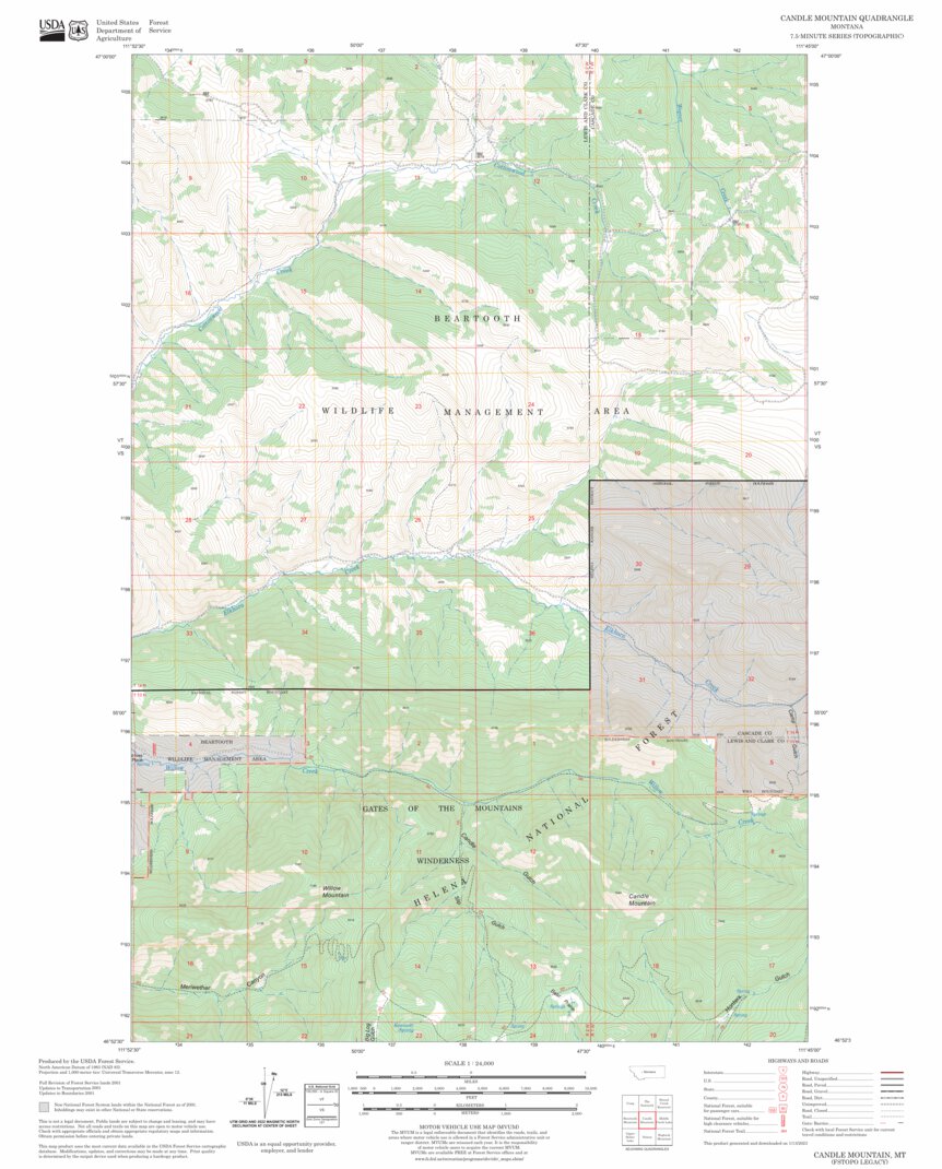 Candle Mountain, MT FSTopo Legacy Map by US Forest Service - Topo ...
