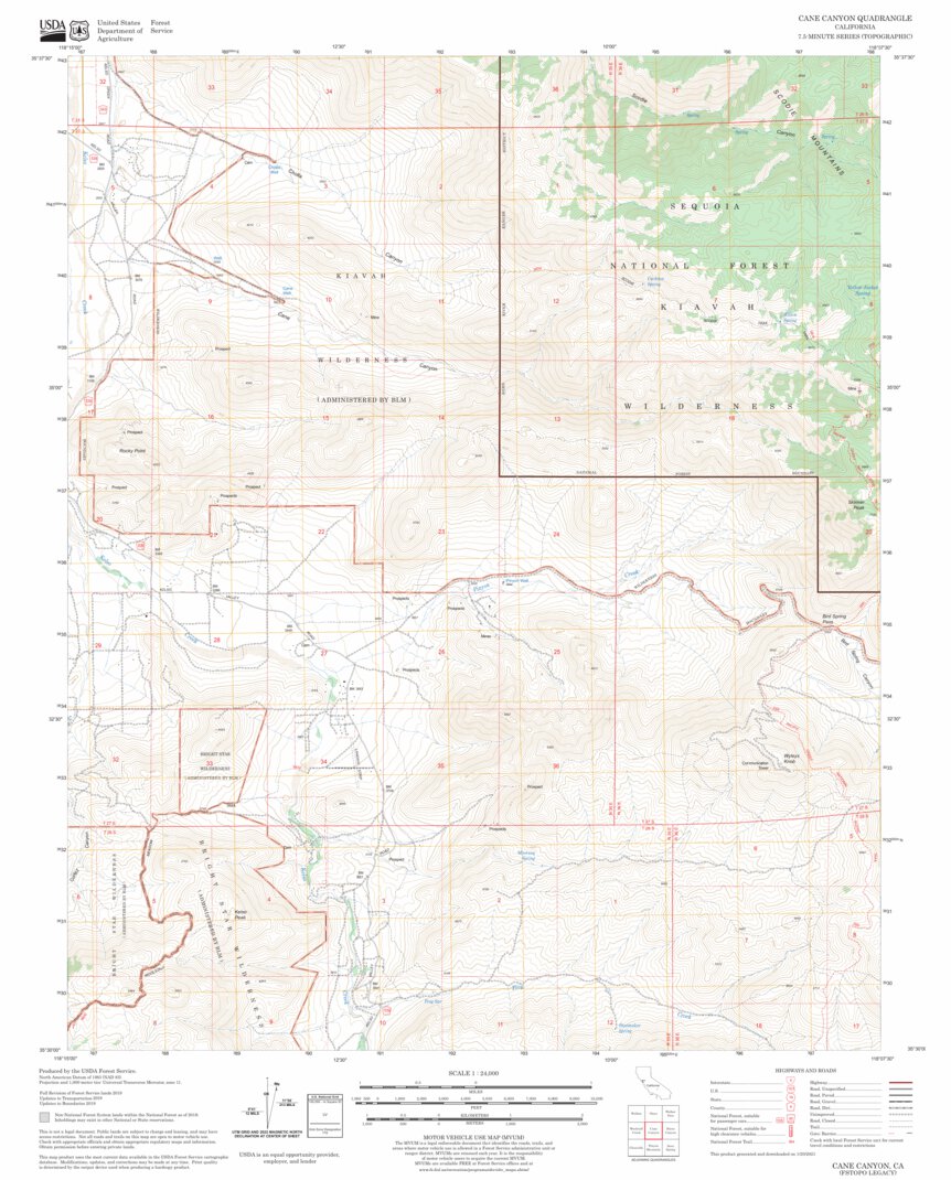 Cane Canyon, CA FSTopo Legacy Map by US Forest Service - Topo | Avenza Maps