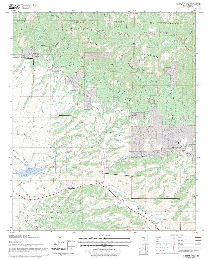 Capitan Pass, NM FSTopo Legacy Map by US Forest Service - Topo | Avenza ...