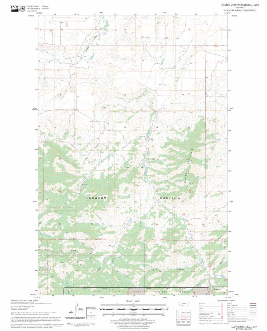 Carter Mountain, MT FSTopo Legacy Map by US Forest Service - Topo ...