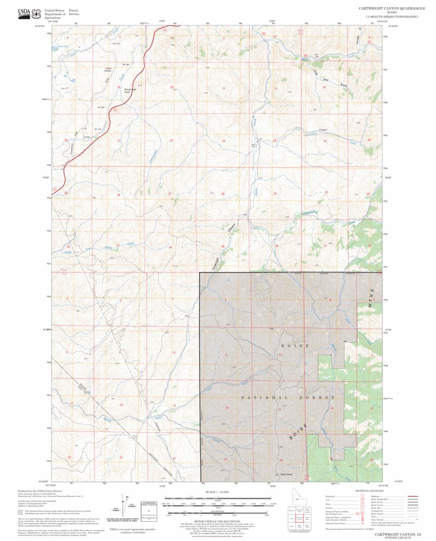 Cartwright Canyon, ID FSTopo Legacy Map by US Forest Service - Topo ...