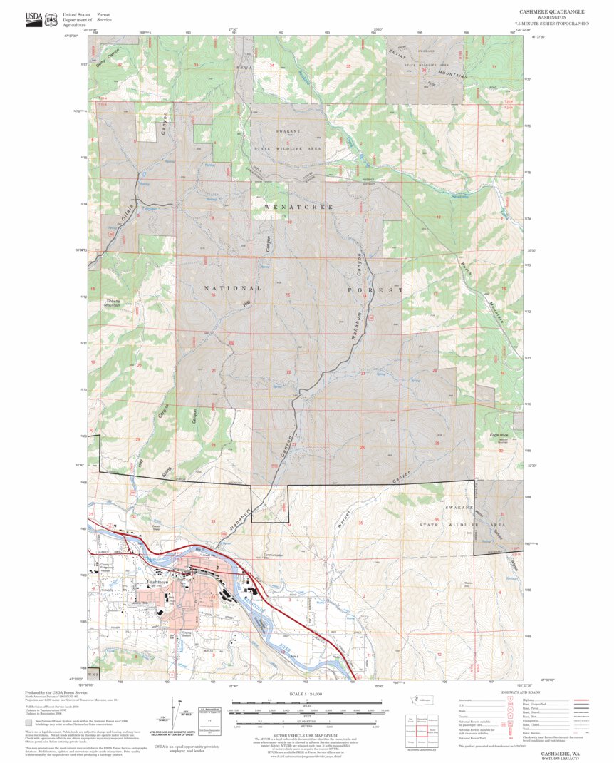 Cashmere, WA FSTopo Legacy Map by US Forest Service - Topo | Avenza Maps