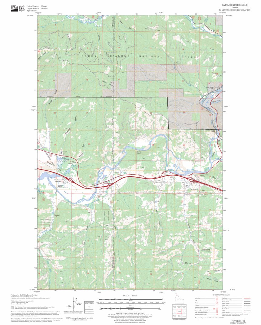 Cataldo, ID FSTopo Legacy Map by US Forest Service - Topo | Avenza Maps