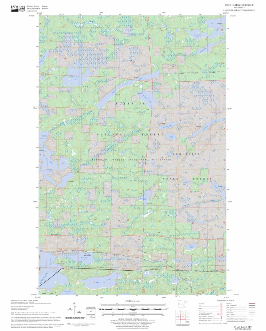 Chad Lake, MN FSTopo Legacy Map by US Forest Service - Topo | Avenza Maps