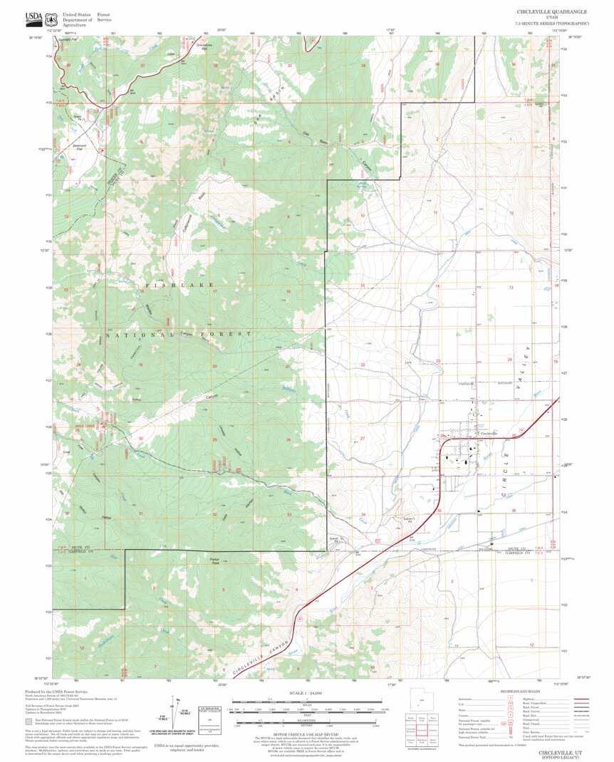Circleville, UT FSTopo Legacy Map by US Forest Service - Topo | Avenza Maps