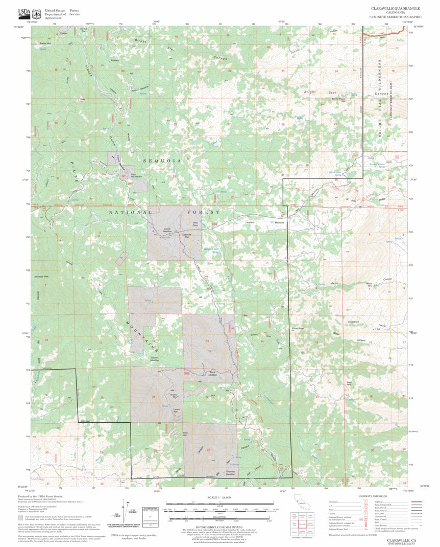 Claraville, CA FSTopo Legacy Map by US Forest Service - Topo | Avenza Maps