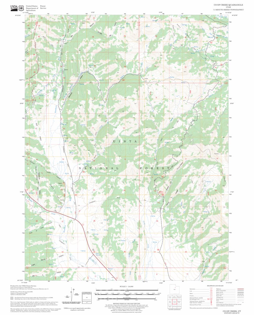 Co-op Creek, UT FSTopo Legacy Map by US Forest Service - Topo | Avenza Maps