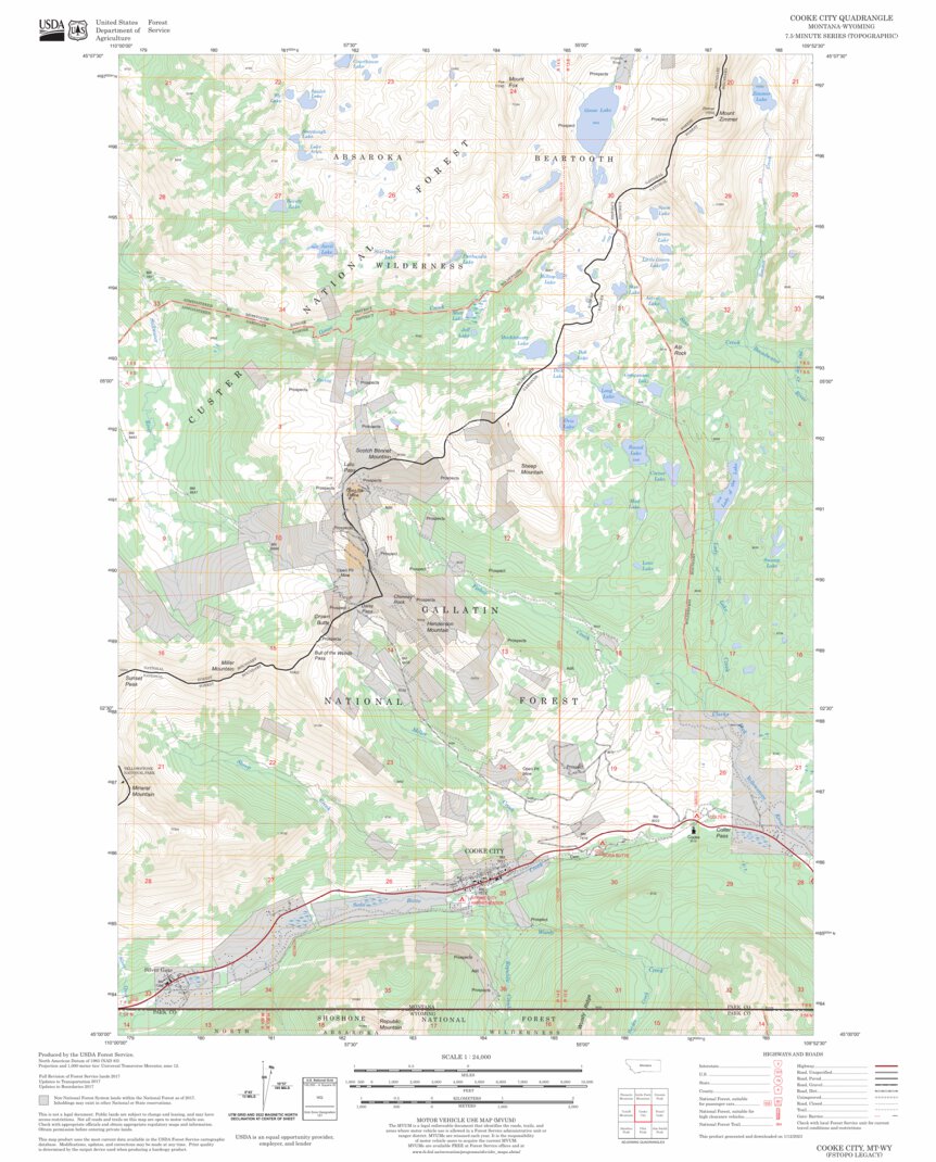 Cooke City, MT - WY FSTopo Legacy Map by US Forest Service - Topo ...