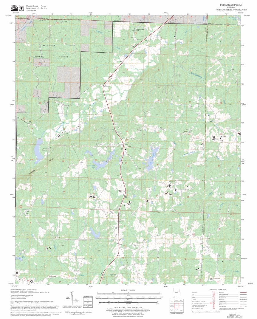 Delta, AL FSTopo Legacy Map by US Forest Service - Topo | Avenza Maps