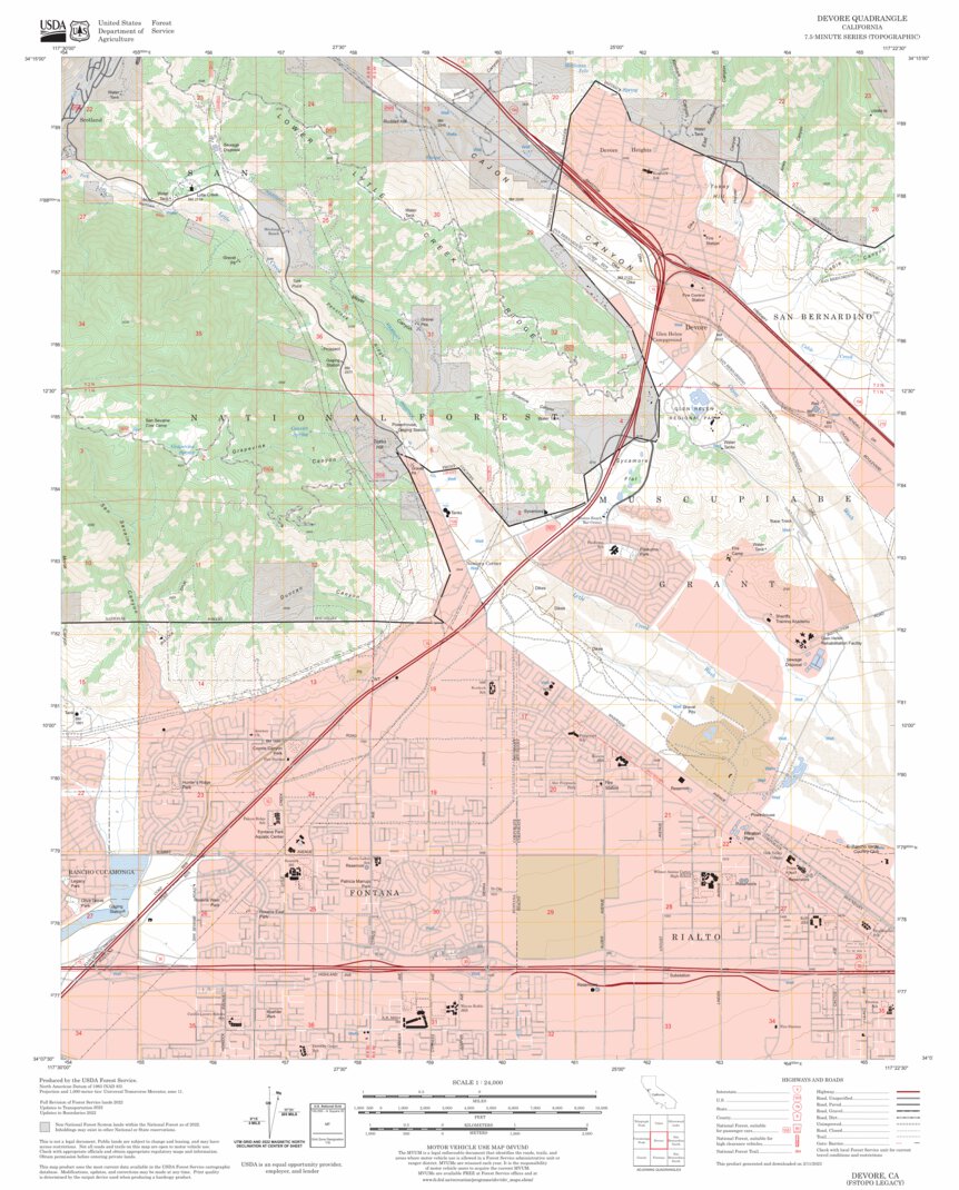 Devore, CA FSTopo Legacy Map by US Forest Service - Topo | Avenza Maps