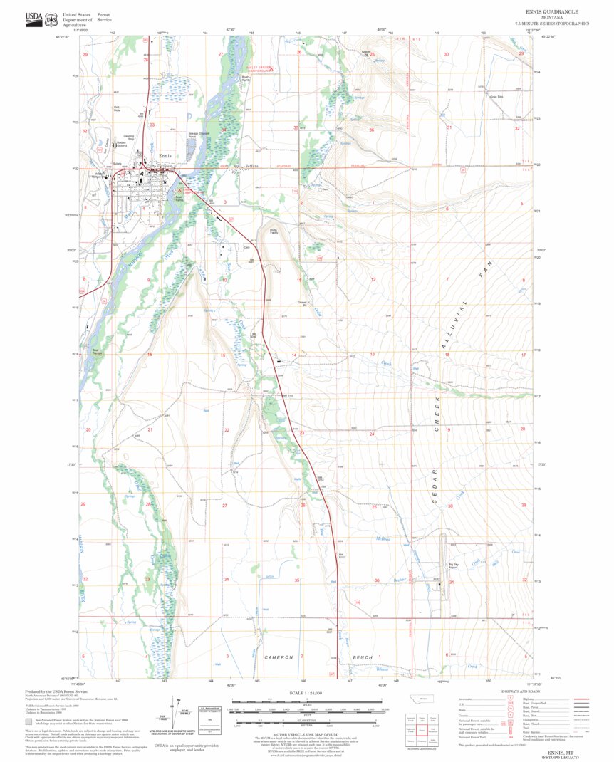 Ennis, MT FSTopo Legacy Map by US Forest Service - Topo | Avenza Maps
