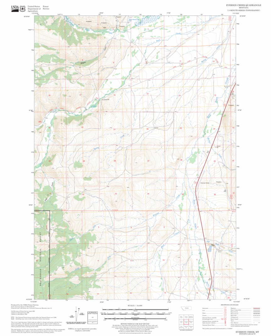 Everson Creek, MT FSTopo Legacy Map by US Forest Service - Topo ...