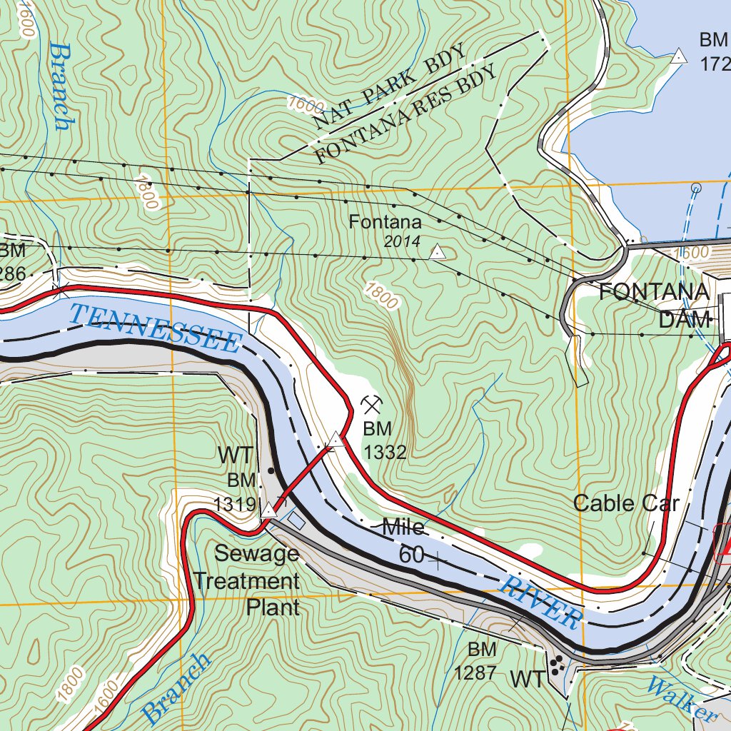 Fontana Dam, NC FSTopo Legacy Map by US Forest Service - Topo | Avenza Maps