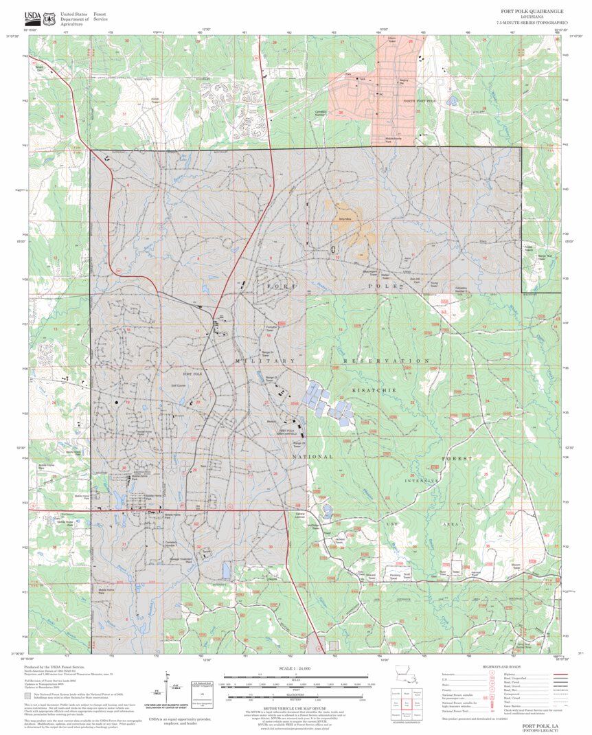 Fort Polk, LA FSTopo Legacy Map by US Forest Service - Topo | Avenza Maps