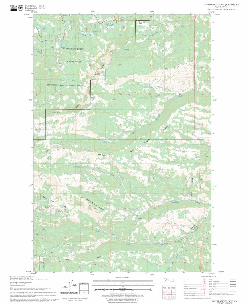 Foundation Ridge, WA FSTopo Legacy Map by US Forest Service - Topo ...