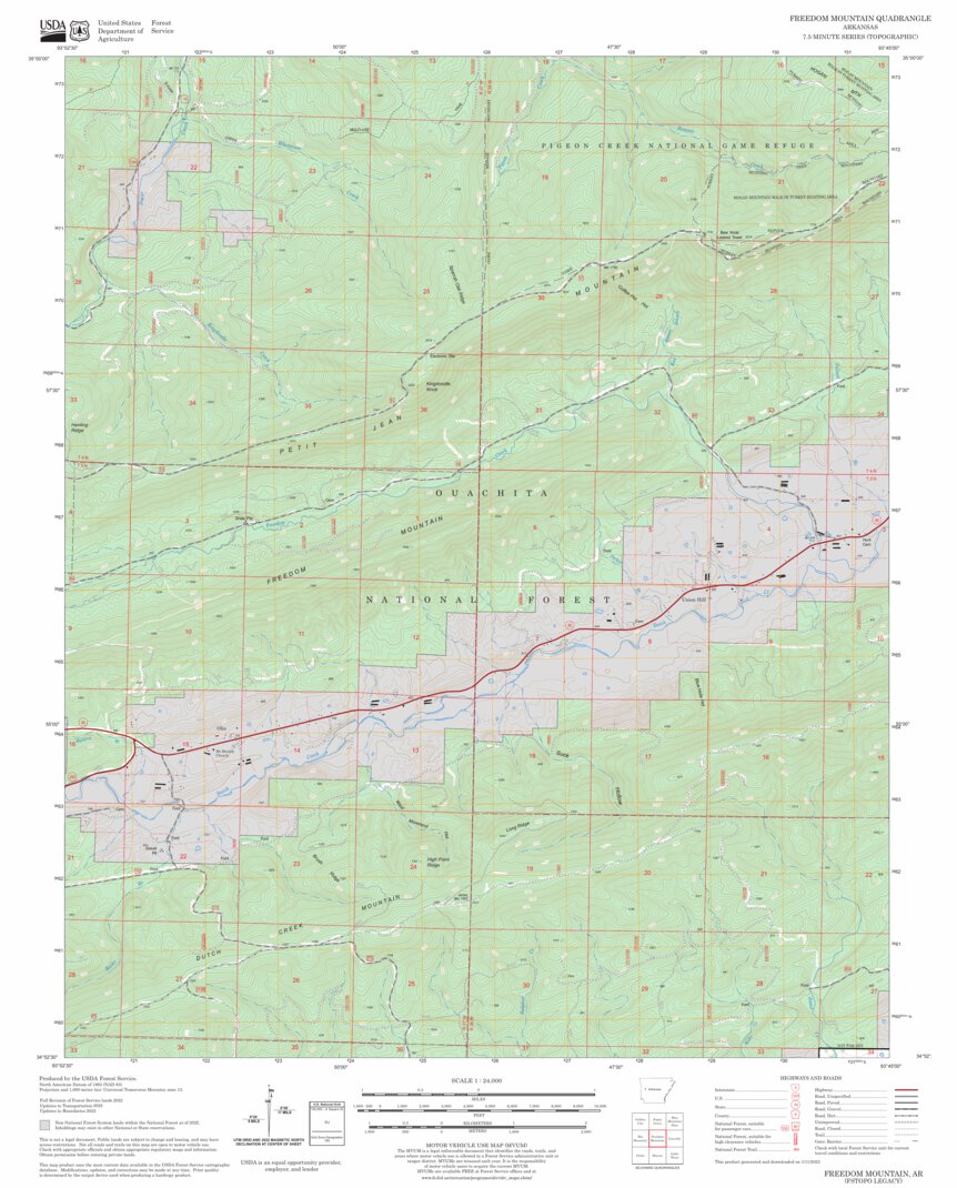 Freedom Mountain, AR FSTopo Legacy Map by US Forest Service - Topo ...
