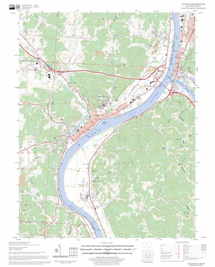 Gallipolis, OH - WV FSTopo Legacy Map by US Forest Service - Topo ...