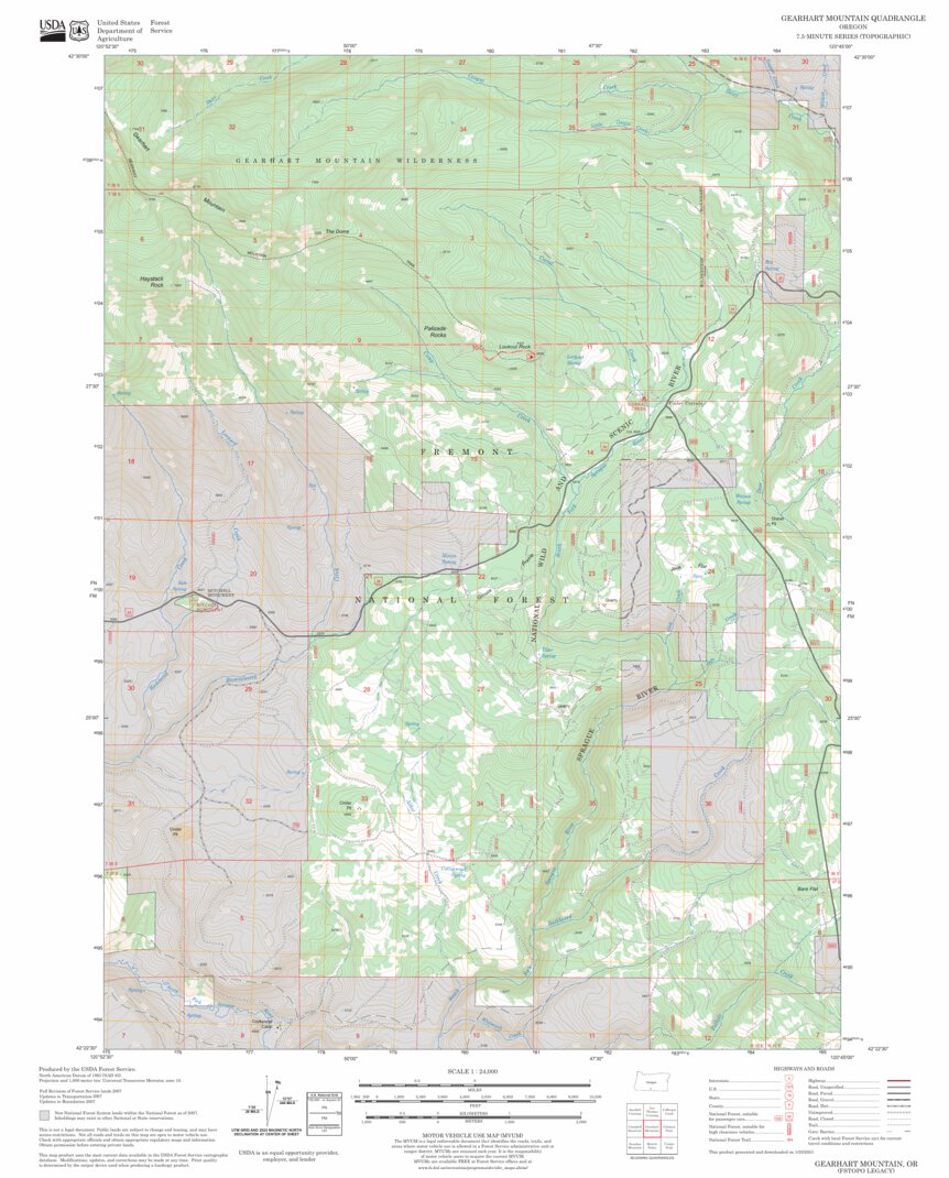 Gearhart Mountain, OR FSTopo Legacy Map by US Forest Service - Topo ...