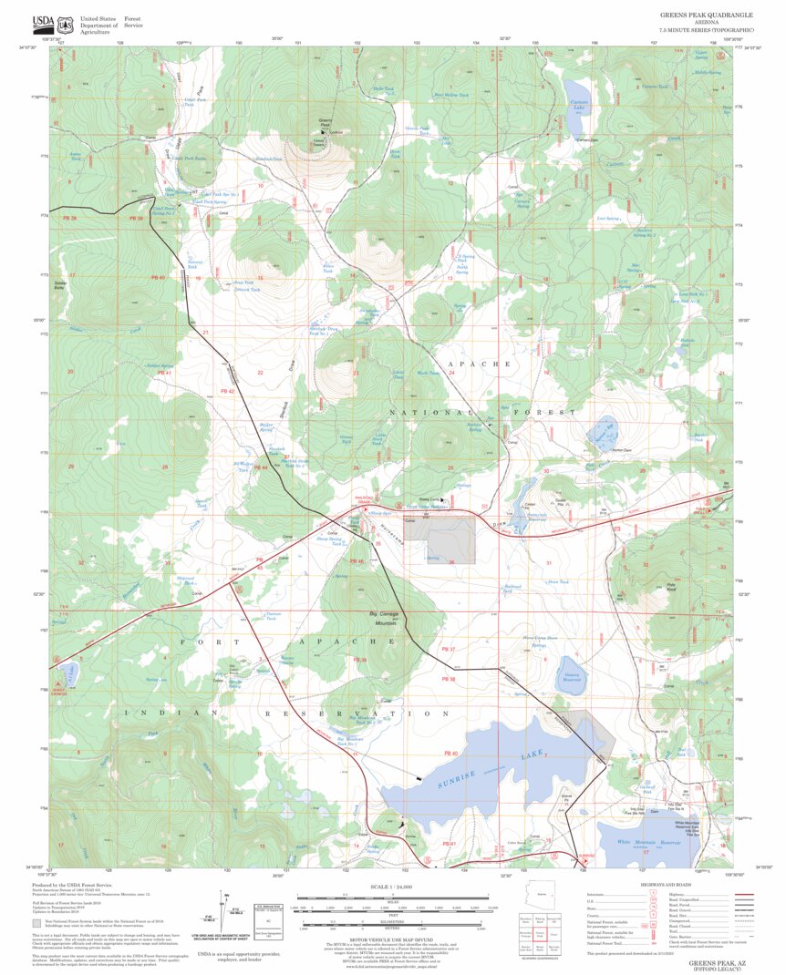 Greens Peak, AZ FSTopo Legacy Map by US Forest Service - Topo | Avenza Maps