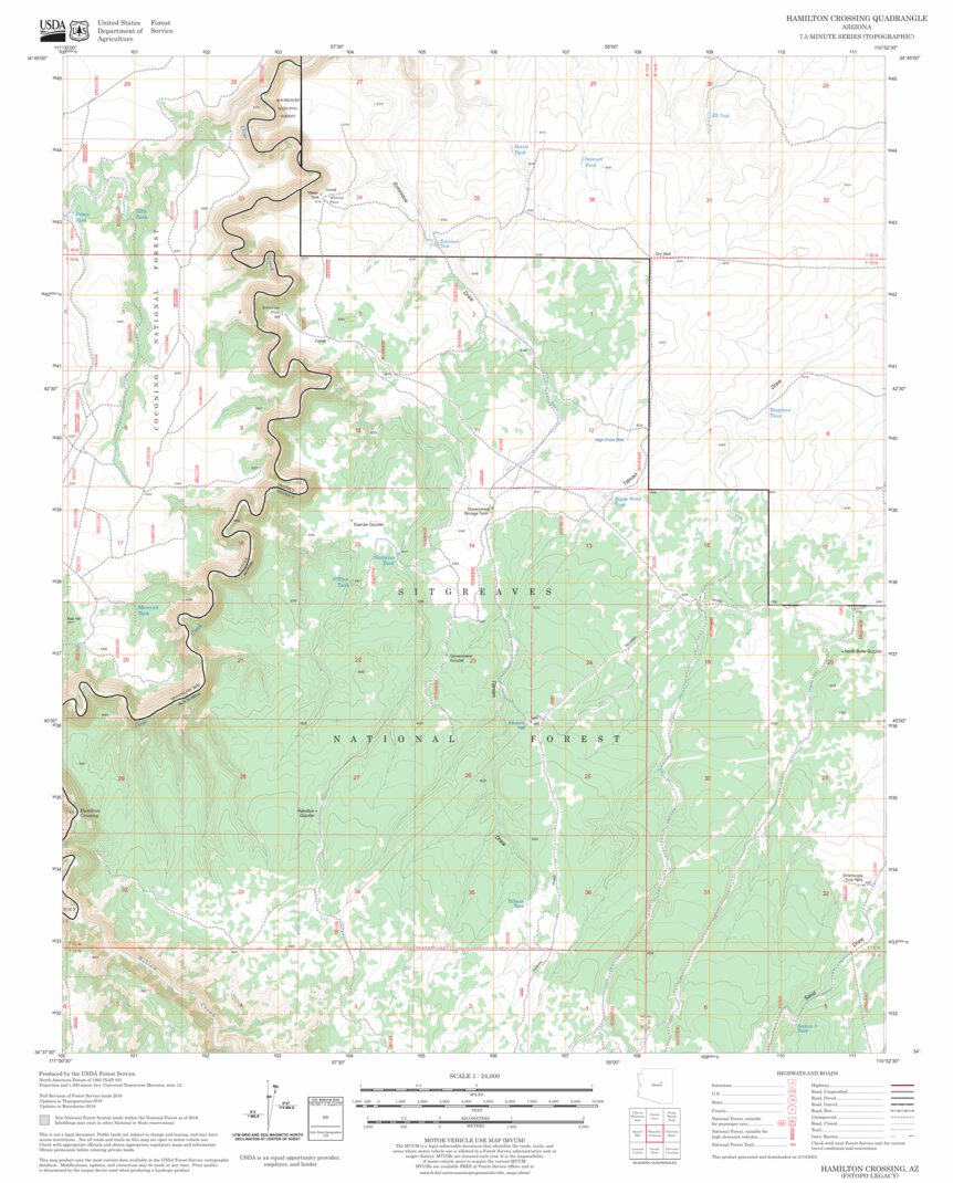 Hamilton Crossing, AZ FSTopo Legacy Map by US Forest Service - Topo ...
