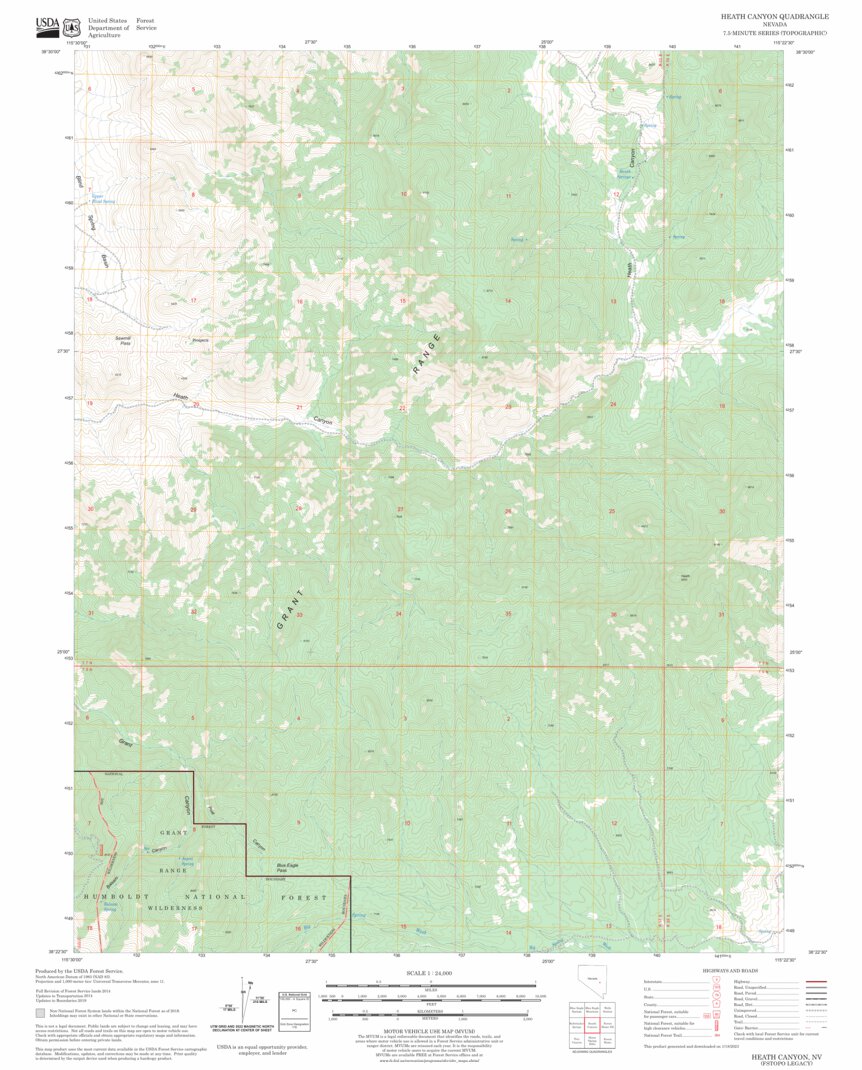 Heath Canyon, NV FSTopo Legacy Map by US Forest Service - Topo | Avenza ...