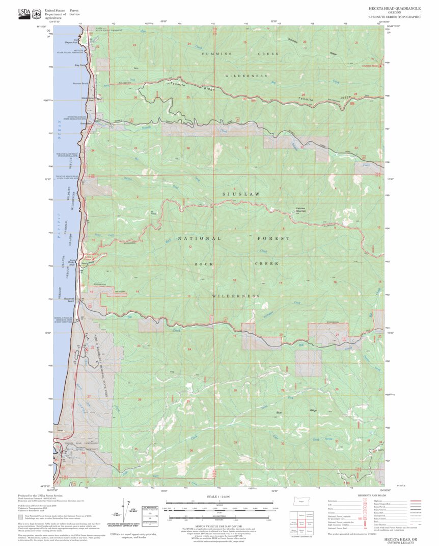 Heceta Head, OR FSTopo Legacy Map by US Forest Service - Topo | Avenza Maps