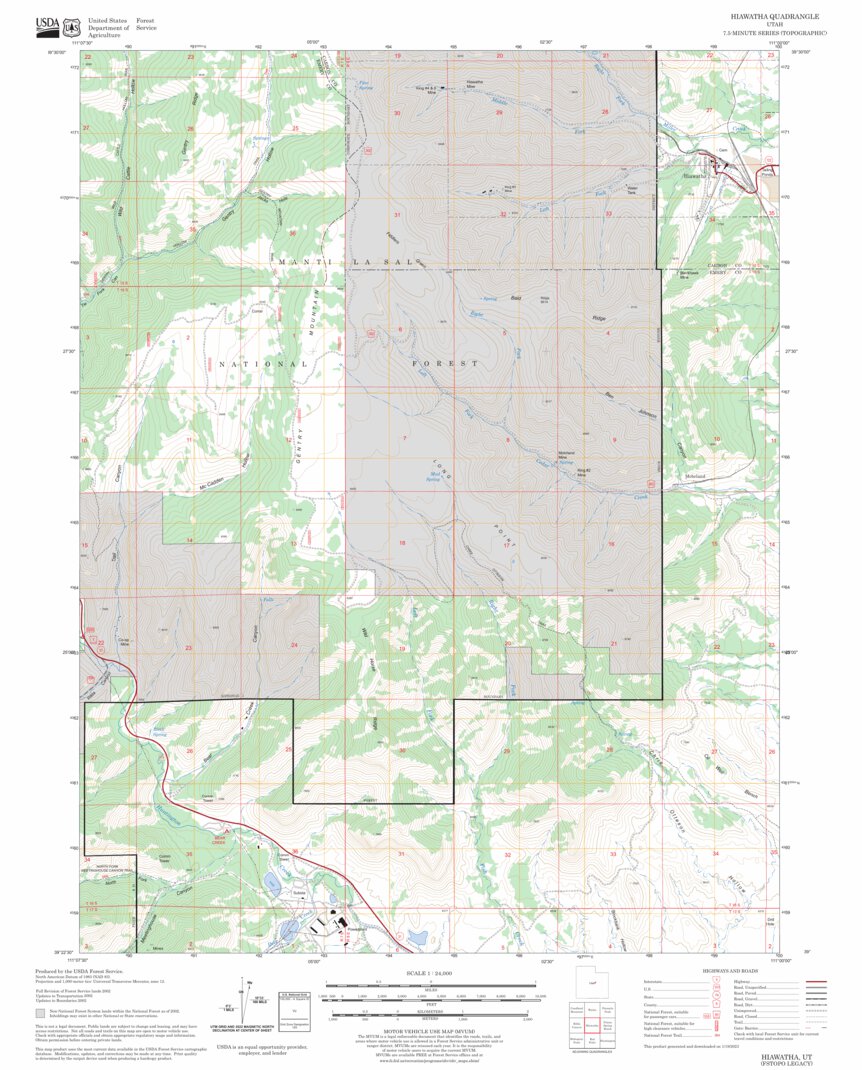 Hiawatha, UT FSTopo Legacy Map by US Forest Service - Topo | Avenza Maps