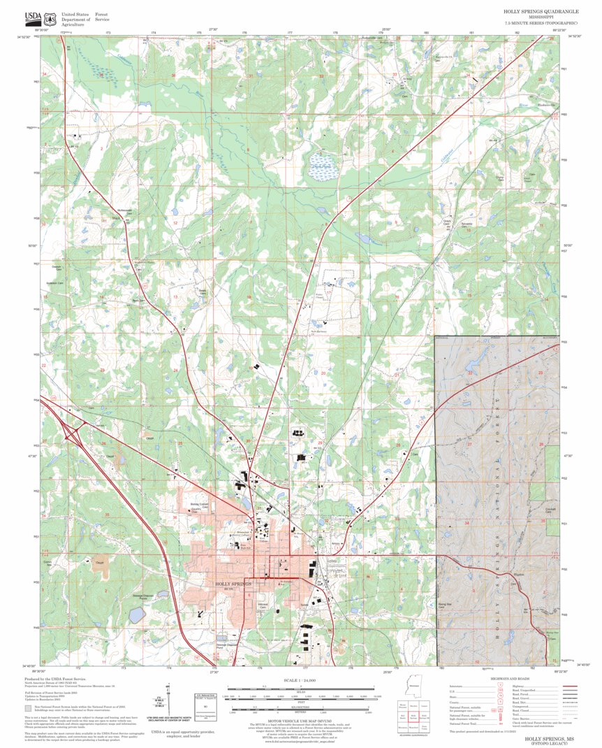 Holly Springs, MS FSTopo Legacy Map by US Forest Service - Topo ...