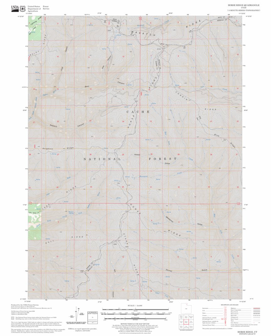 Horse Ridge, UT FSTopo Legacy Map by US Forest Service - Topo | Avenza Maps