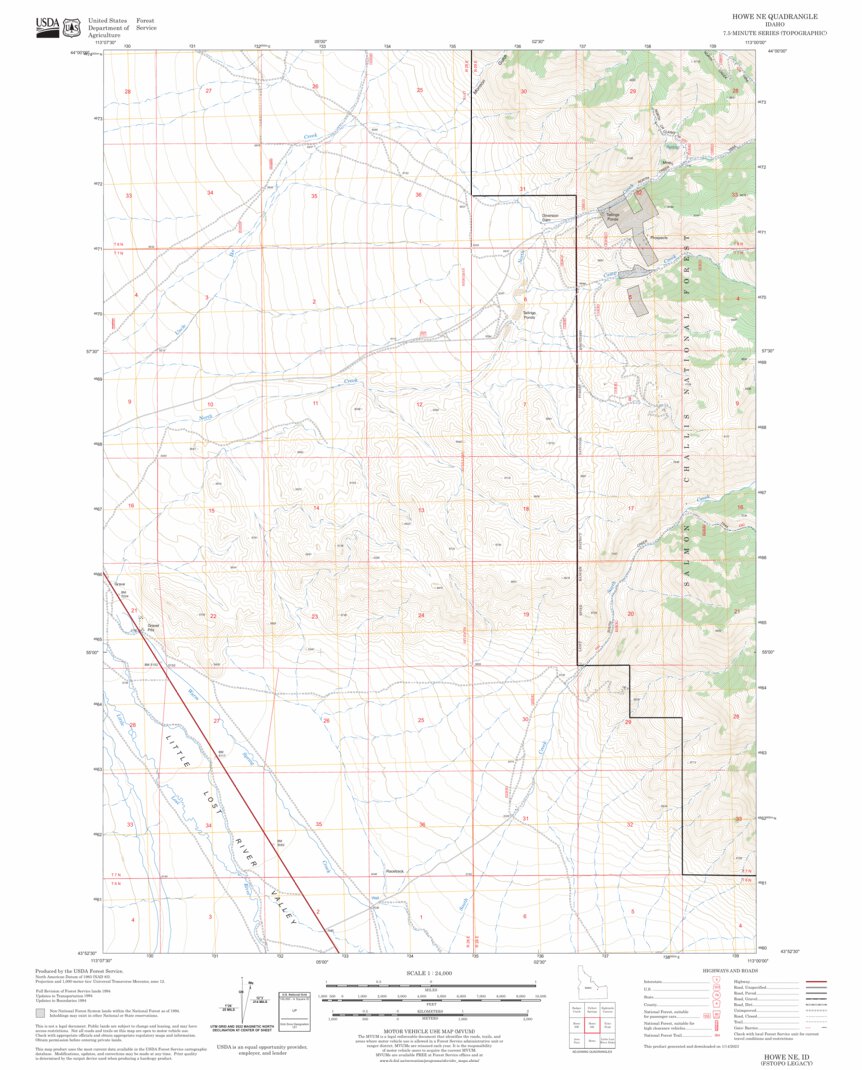 Howe NE, ID FSTopo Legacy Map by US Forest Service - Topo | Avenza Maps