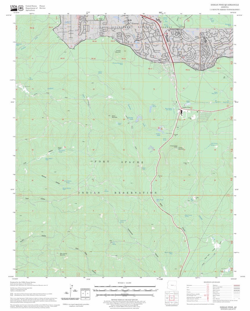 Indian Pine, AZ FSTopo Legacy Map by US Forest Service - Topo | Avenza Maps