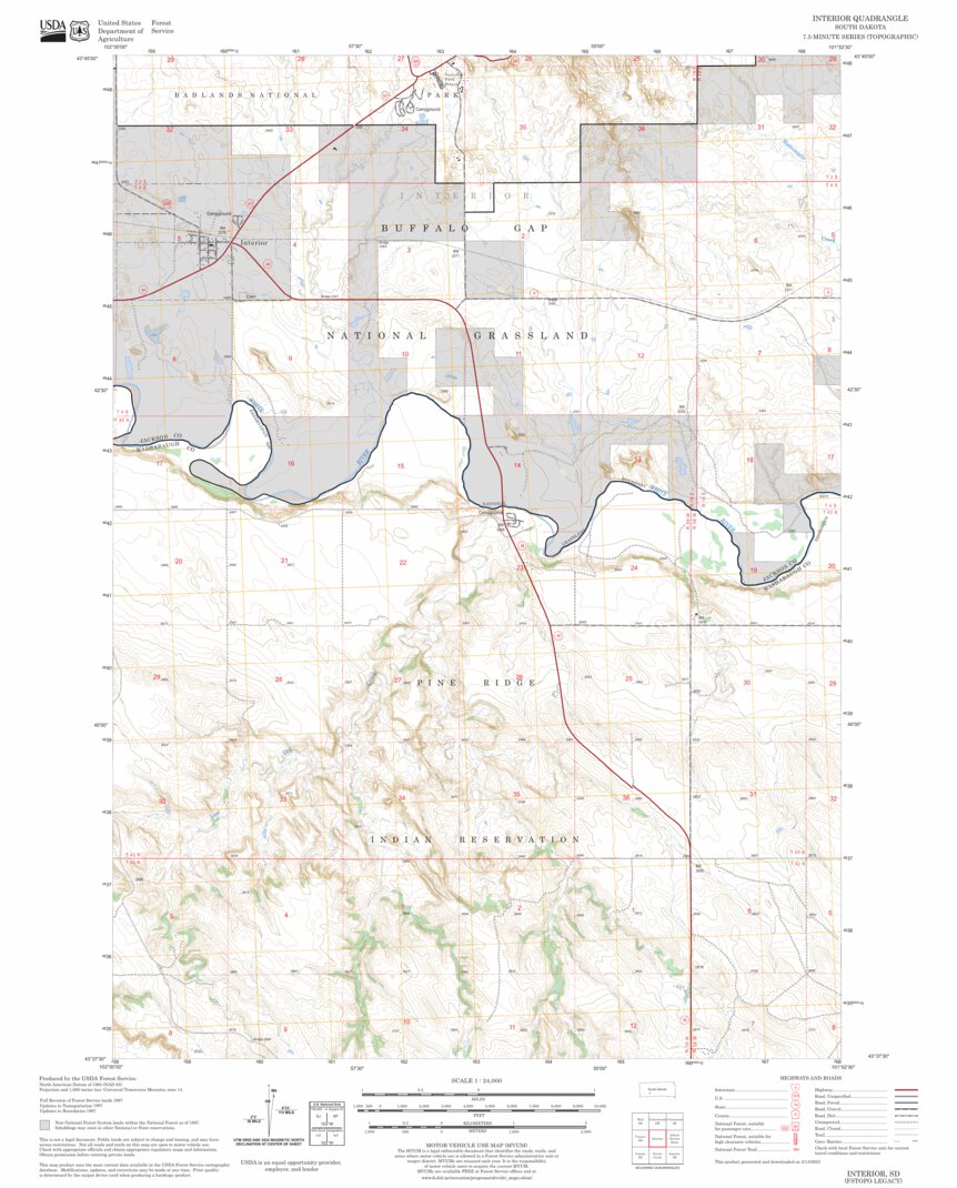 Interior, SD FSTopo Legacy Map by US Forest Service - Topo | Avenza Maps
