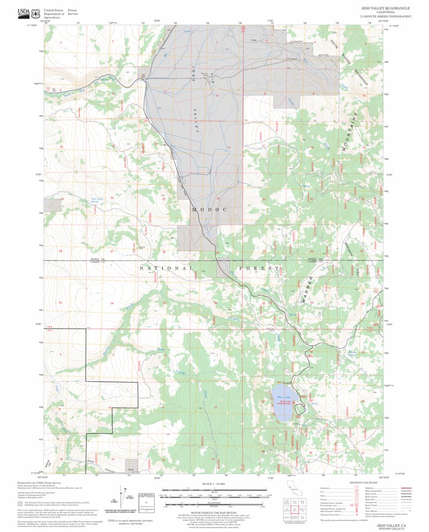 Jess Valley, CA FSTopo Legacy Map by US Forest Service - Topo | Avenza Maps