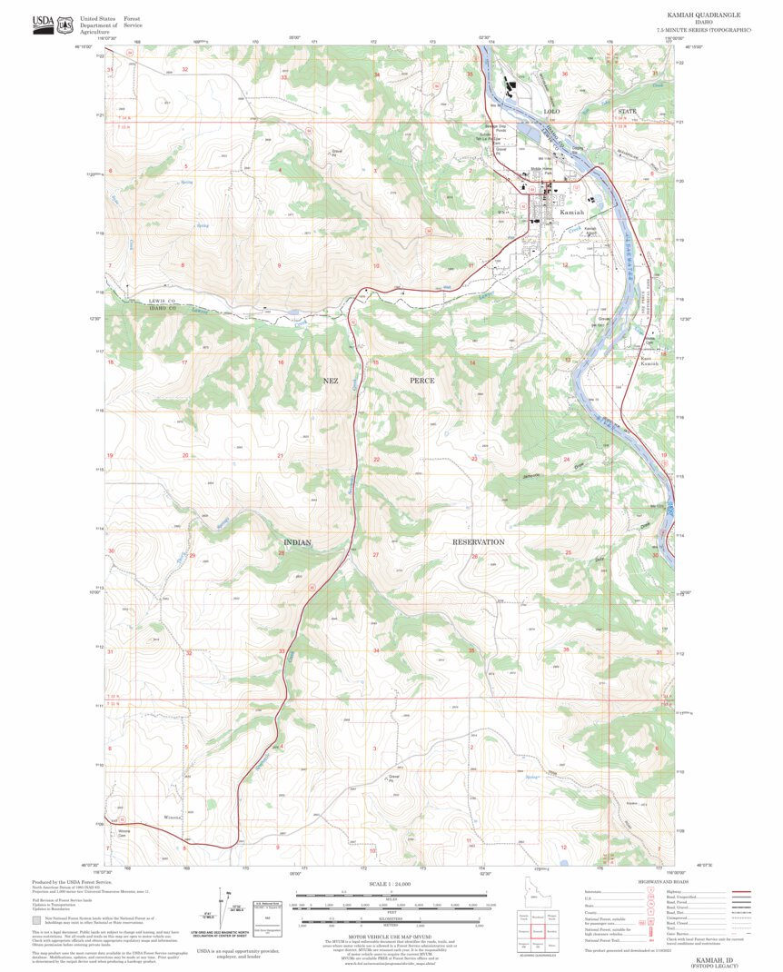 Kamiah, ID FSTopo Legacy Map by US Forest Service - Topo | Avenza Maps