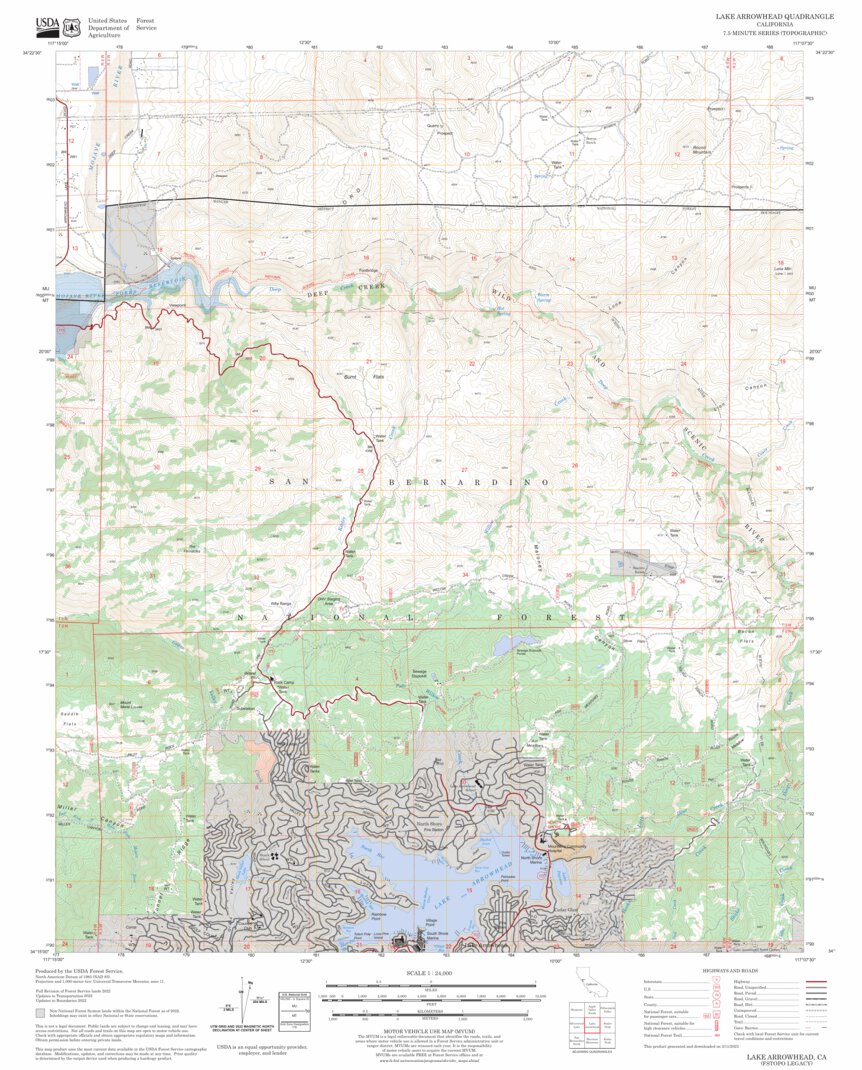 Lake Arrowhead, CA FSTopo Legacy Map by US Forest Service - Topo ...
