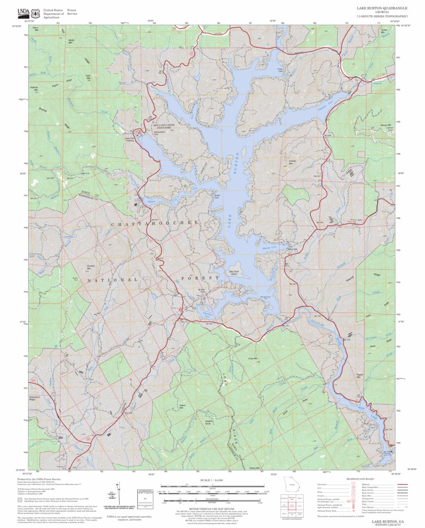 Lake Burton, GA FSTopo Legacy Map by US Forest Service - Topo | Avenza Maps