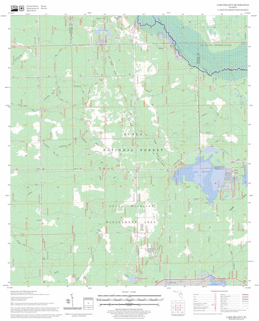 Lake Delancy, FL FSTopo Legacy Map by US Forest Service - Topo | Avenza ...