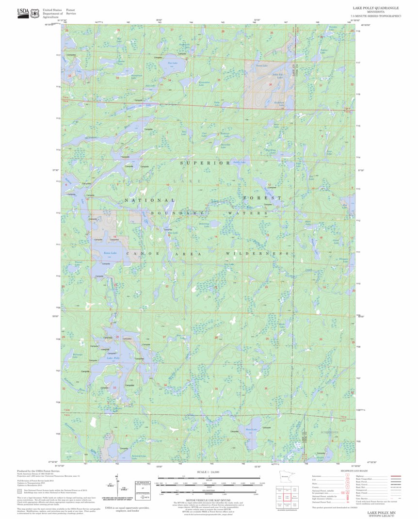 Lake Polly, MN FSTopo Legacy Map by US Forest Service - Topo | Avenza Maps