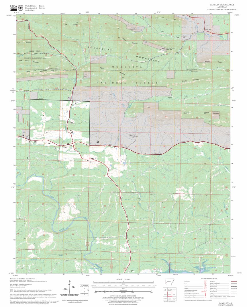 Langley, AR FSTopo Legacy Map by US Forest Service - Topo | Avenza Maps