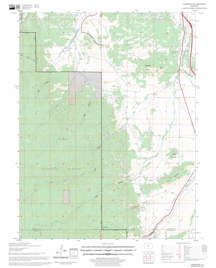 Larkspur, CO FSTopo Legacy Map by US Forest Service - Topo | Avenza Maps