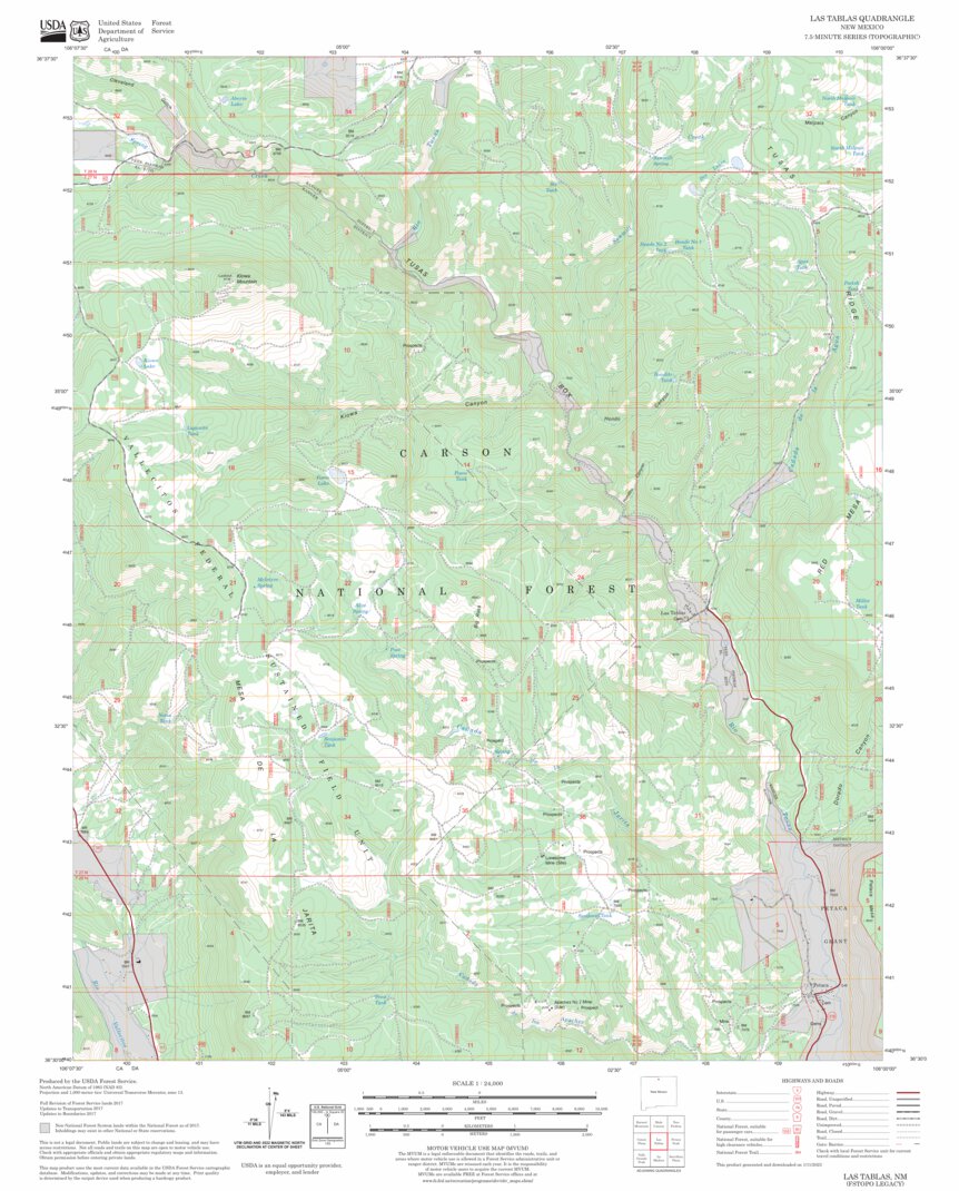 Las Tablas, NM FSTopo Legacy Map by US Forest Service - Topo | Avenza Maps