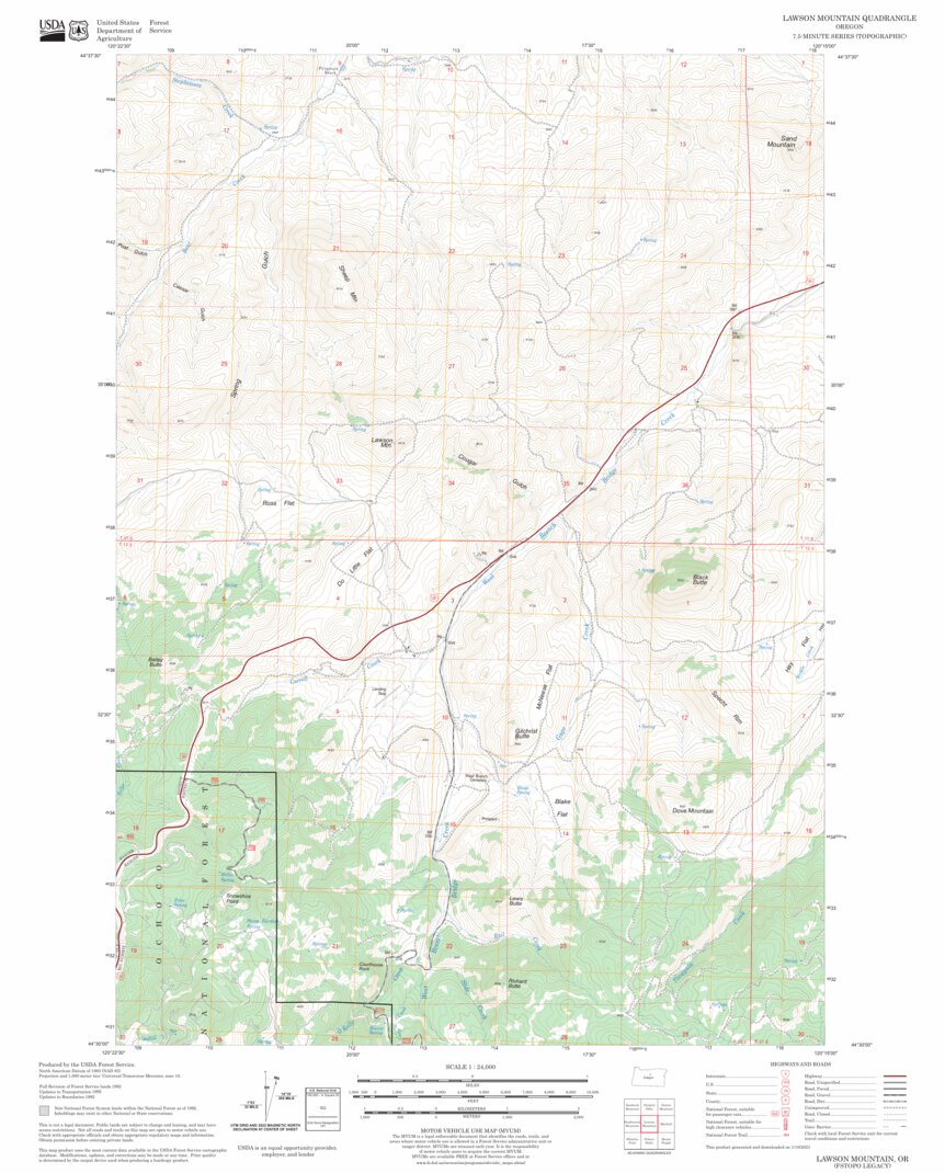 Lawson Mountain, OR FSTopo Legacy Map by US Forest Service - Topo ...