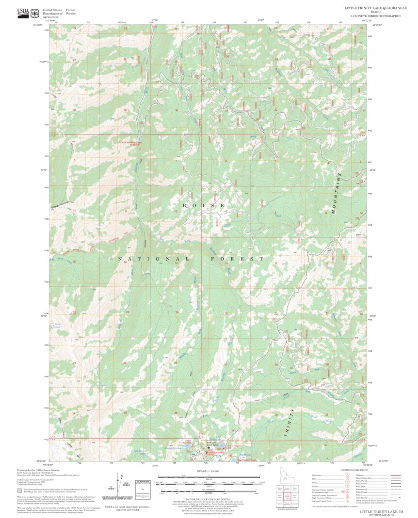 Little Trinity Lake, ID FSTopo Legacy Map by US Forest Service - Topo ...