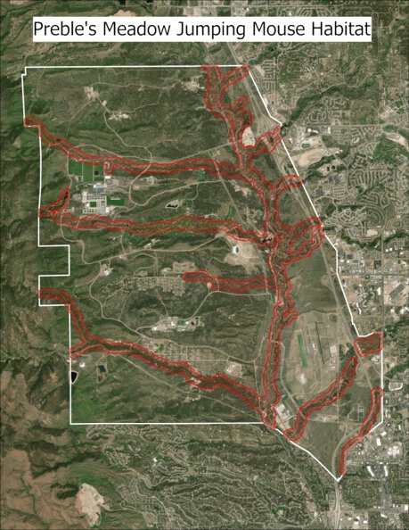 Preble's Meadow Jumping Mouse Habitat Map by USAFA | Avenza Maps