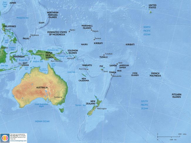 Oceania Continent Map by van der Maarel | Avenza Maps