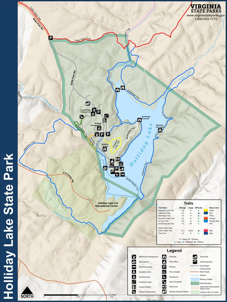 Holliday Lake State Park Map by Virginia State Parks | Avenza Maps