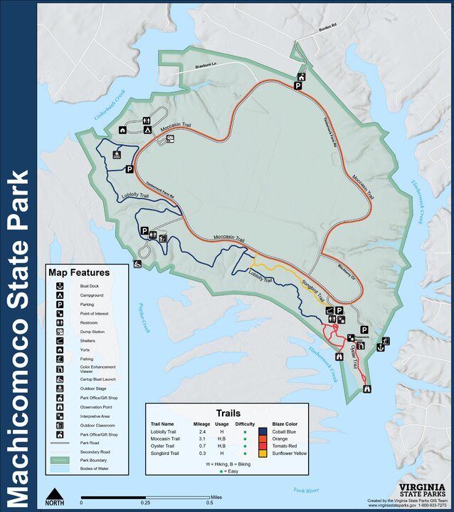 Machicomoco State Park Map by Virginia State Parks | Avenza Maps