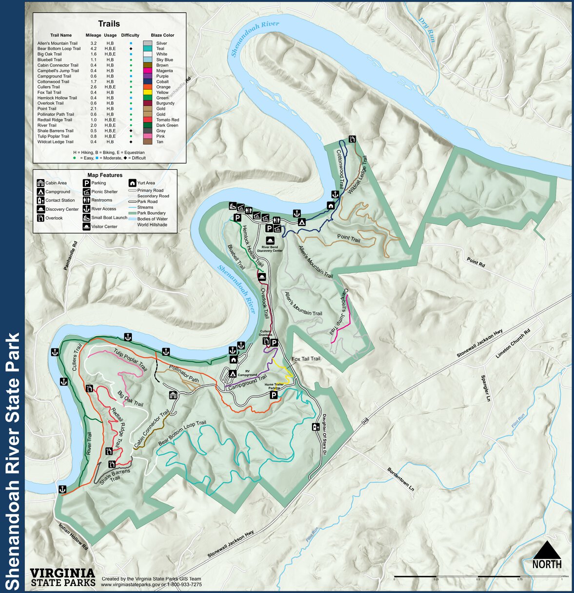 Shenandoah River State Park Map by Virginia State Parks | Avenza Maps
