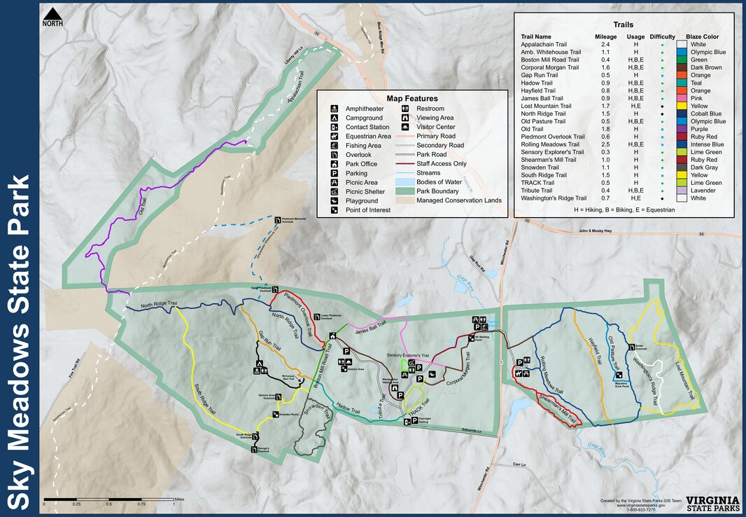 Sky Meadows State Park Map by Virginia State Parks | Avenza Maps
